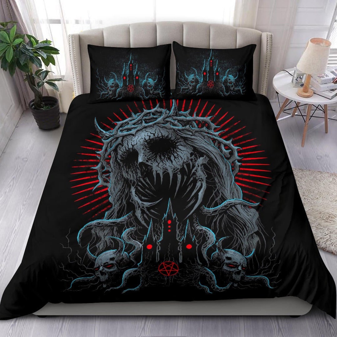 Skull Demon Zombie Savior Satanic Church 3 Piece Duvet Set Color ...