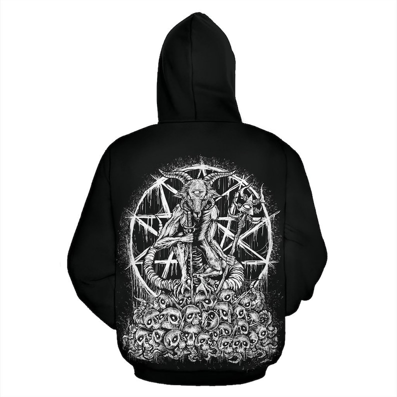 Skull Satanic Cyclops Goat Zip up Hoodie-be Advised These | Etsy