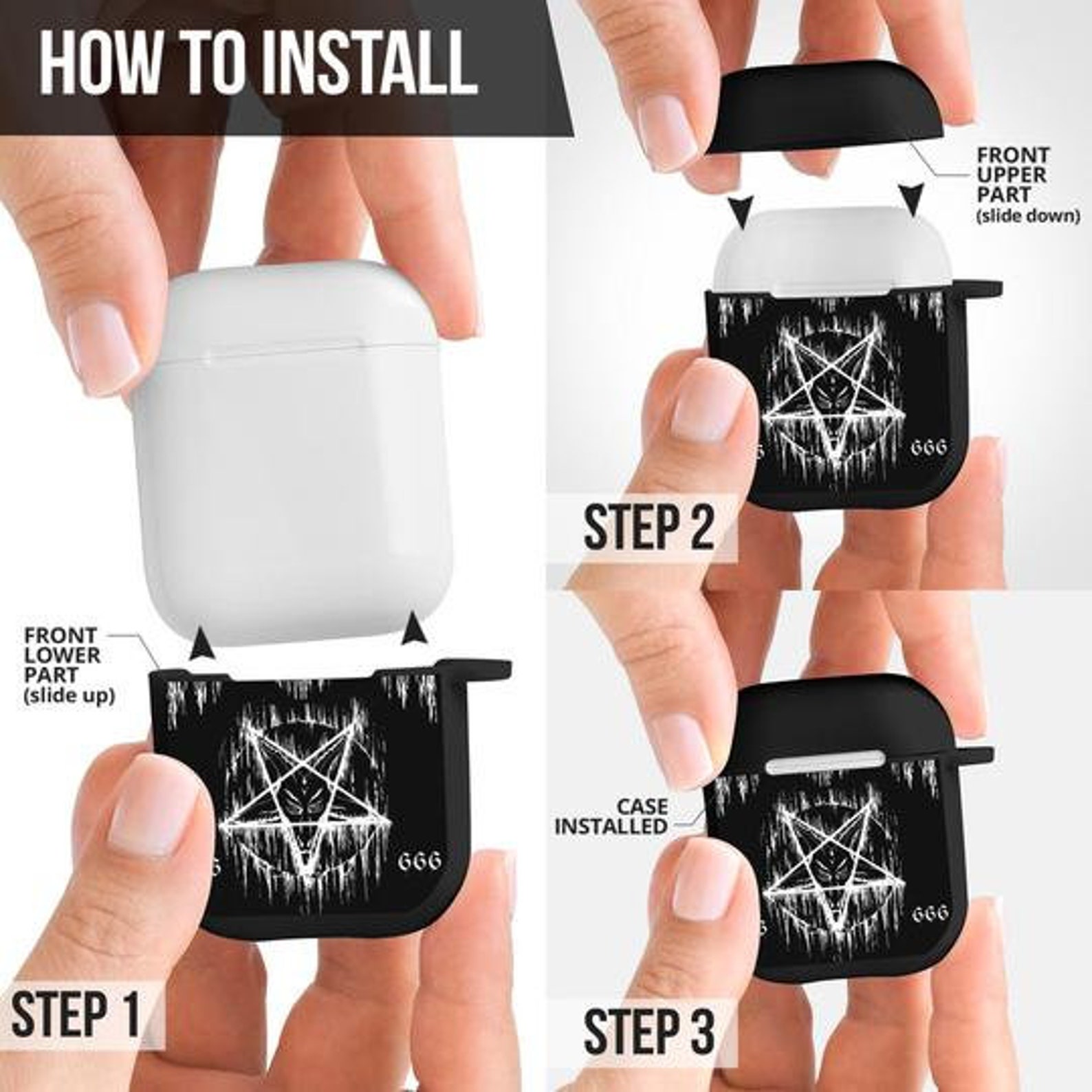 Satanic Pentagram Drip AirPod Case Cover 2 Sizes-baphomet AirPod Case ...