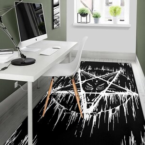 Satanic Inverted Pentagram Area Rug Large Pentagram Version-satanic Rug ...