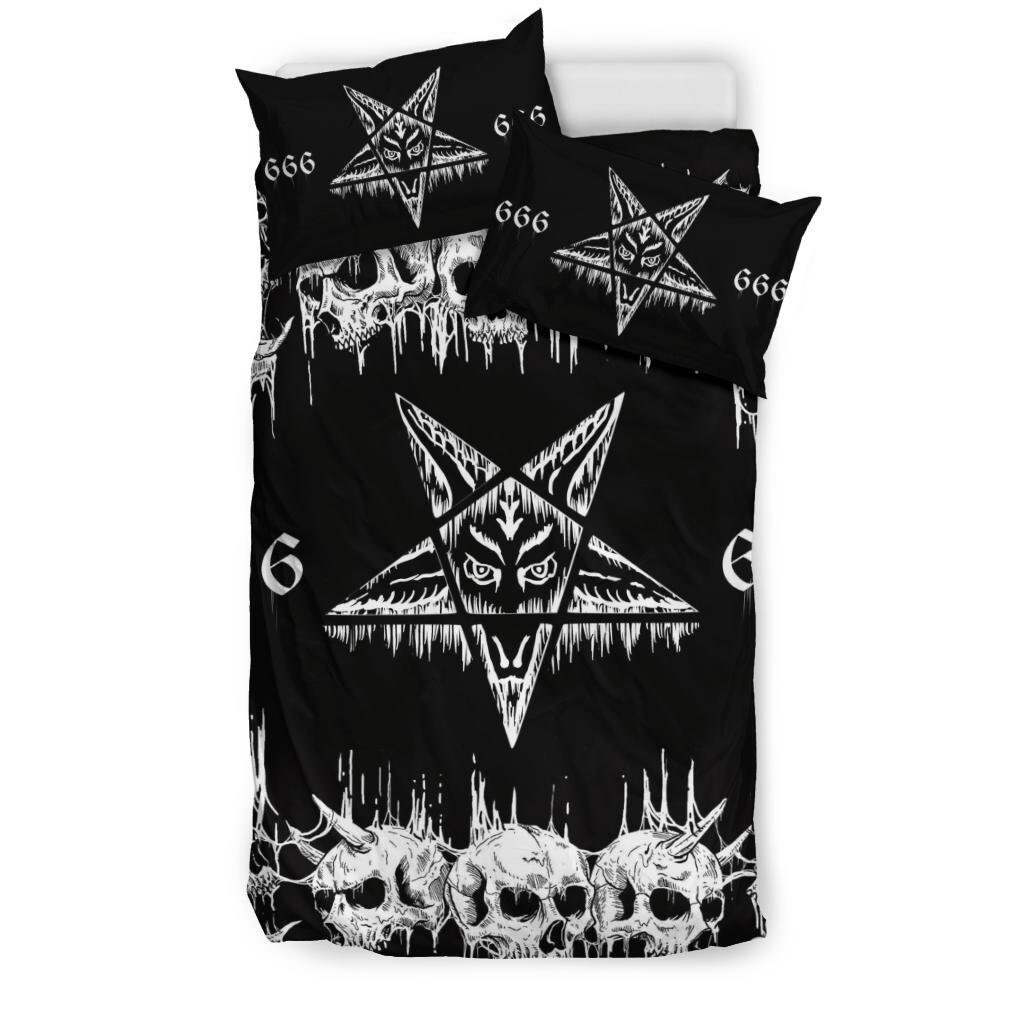 Skull Satanic Pentagram 666 Drip 3 Piece Duvet Set-satanic | Etsy