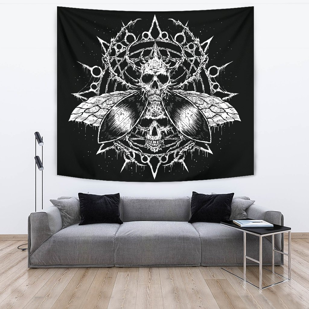 Skull Goth Fly Part 2 Large Wall Decoration Tapestry-skull Gothic Wall ...