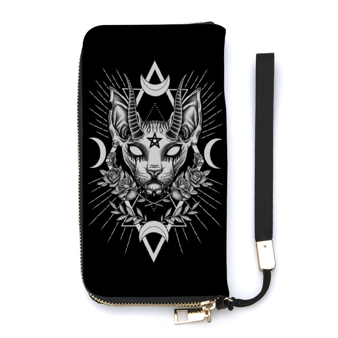 Gothic Occult Black Cat Unique Sphinx Style Awesome Demonic White Eye ...