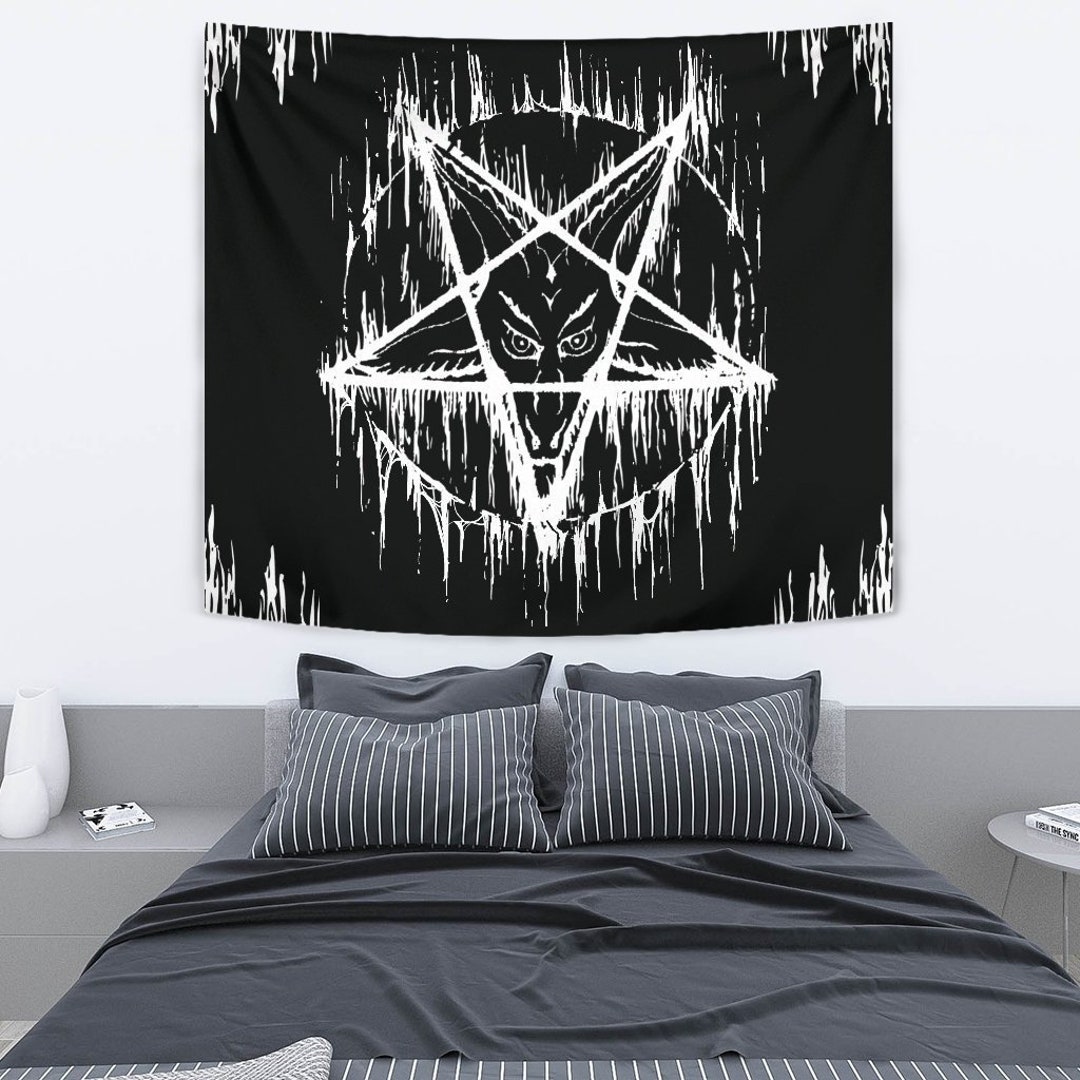 Satanic Pentagram Huge Melting Version Wall Tapestry-satanic Wall Decor ...