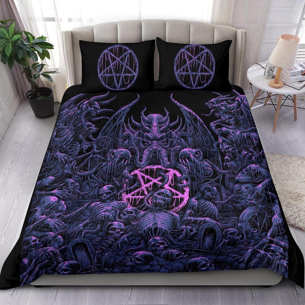 Skull Demon Satanic Pentagram Cthulhu 3 Piece Duvet Set Night | Etsy