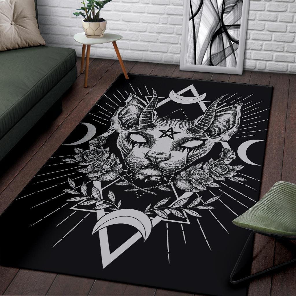 Gothic Occult Black Cat Unique Sphinx Style Area Rug Awesome | Etsy