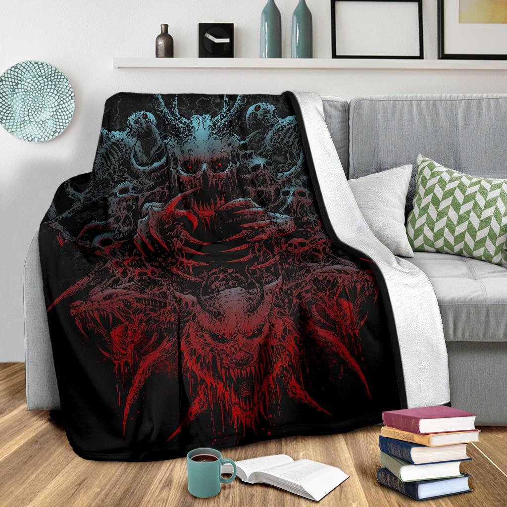 Skull Demon Wolf Blanket Color Version-skull Werewolf - Etsy