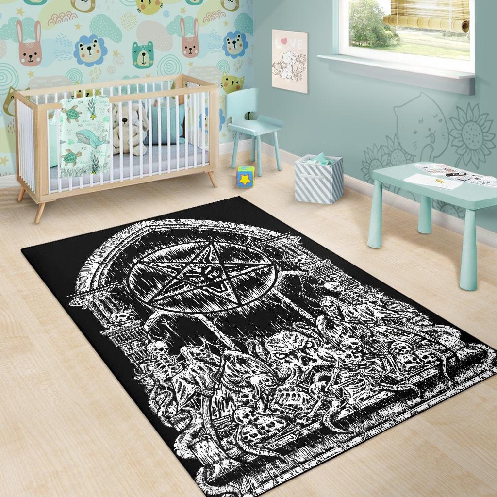 Skull Skeleton Demon Satanic Pentagram Shrine Area Rug-satanic | Etsy