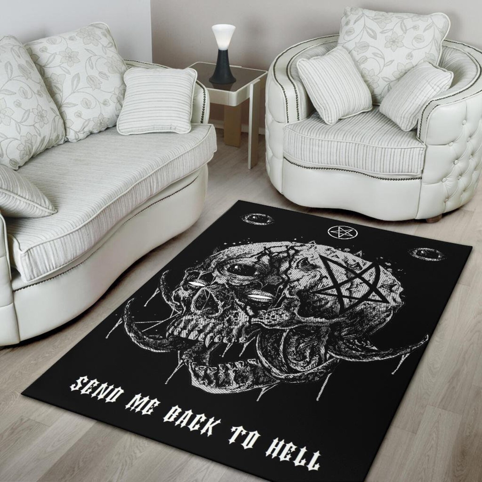 Skull Cyclops Inverted Pentagram Head Tattoo Area Rug-skull - Etsy