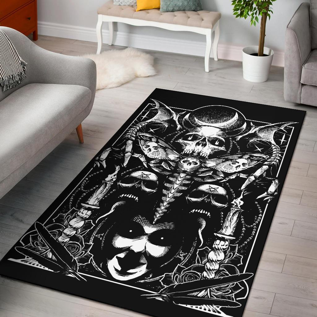 Skull Pentagram Demon Moth Cult Area Rug-skull Occult | Etsy