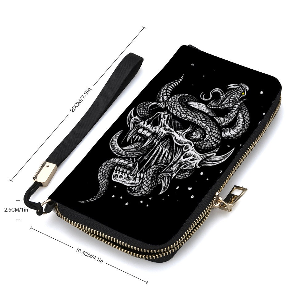 Skull Glowing Demon Eye Serpent Long PU Wallet With Credit | Etsy