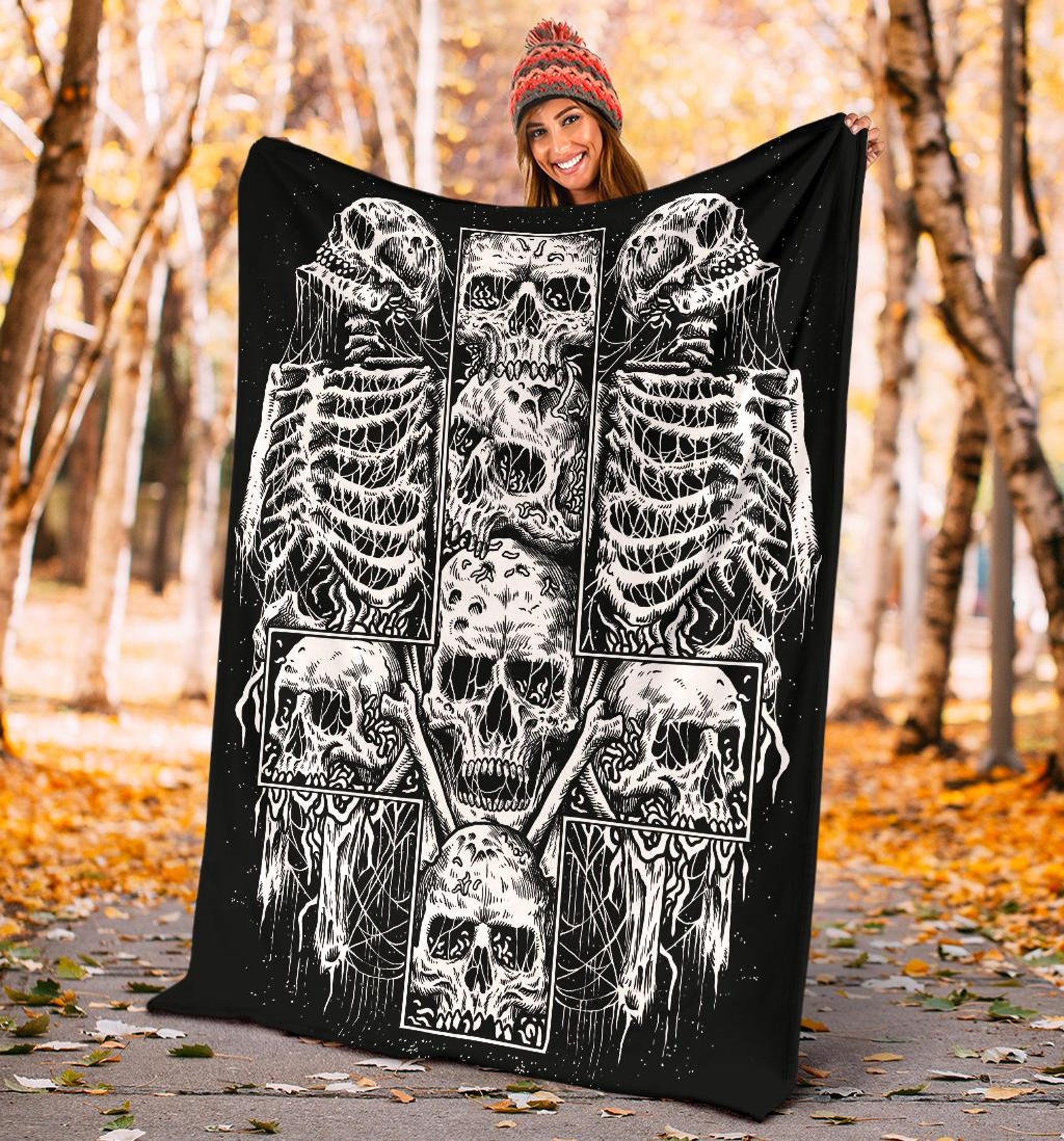 Satanic Skull Inverted Cross Blanket-gothic Satanic - Etsy