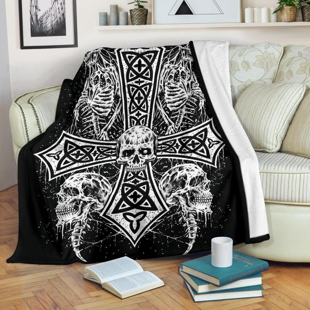 Skull Skeleton Inverted Cross Blanket Version #1 Out of 4-skull ...