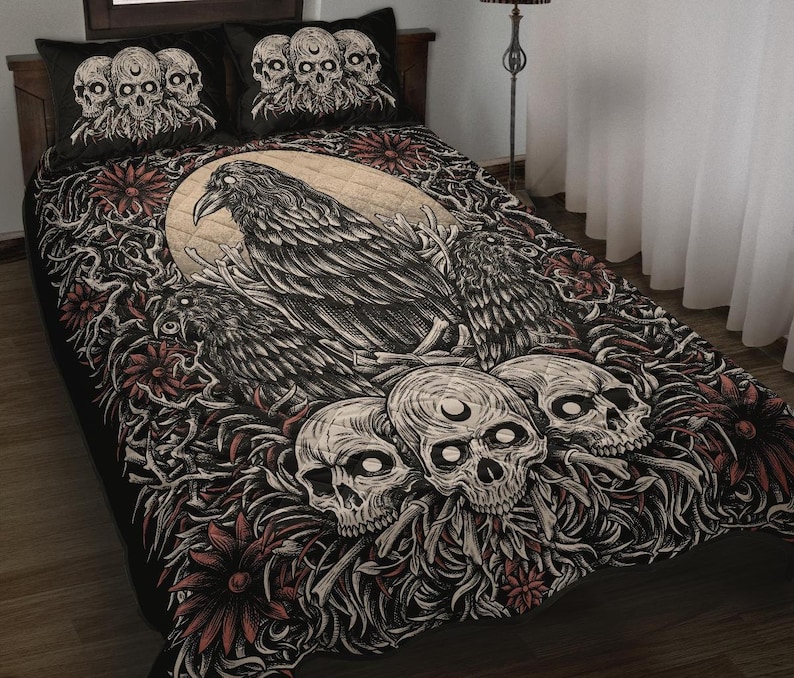 Skull Gothic Occult Crow Eye Quilt New Dark Color White Skull - Etsy