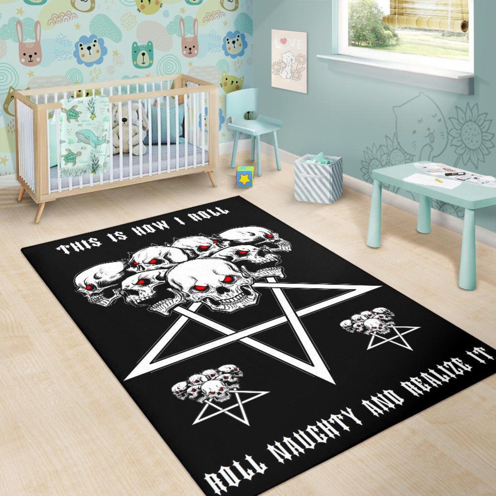 Satanic Skull Inverted Pentagram Area Rug-satanic Gothic Inverted ...