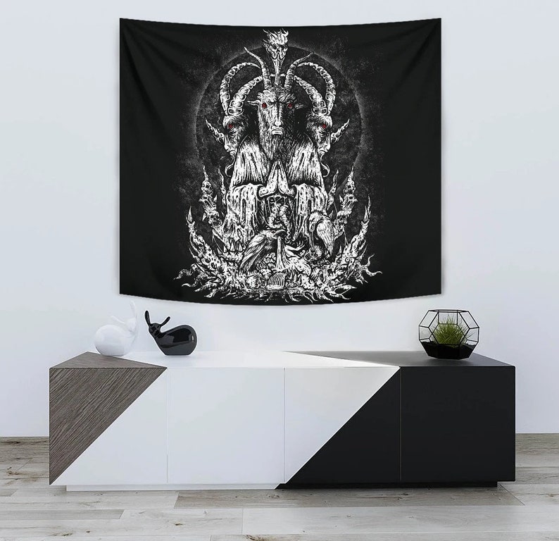 Skull Satanic Goat Zombie Crow Feast Large Wall - Etsy