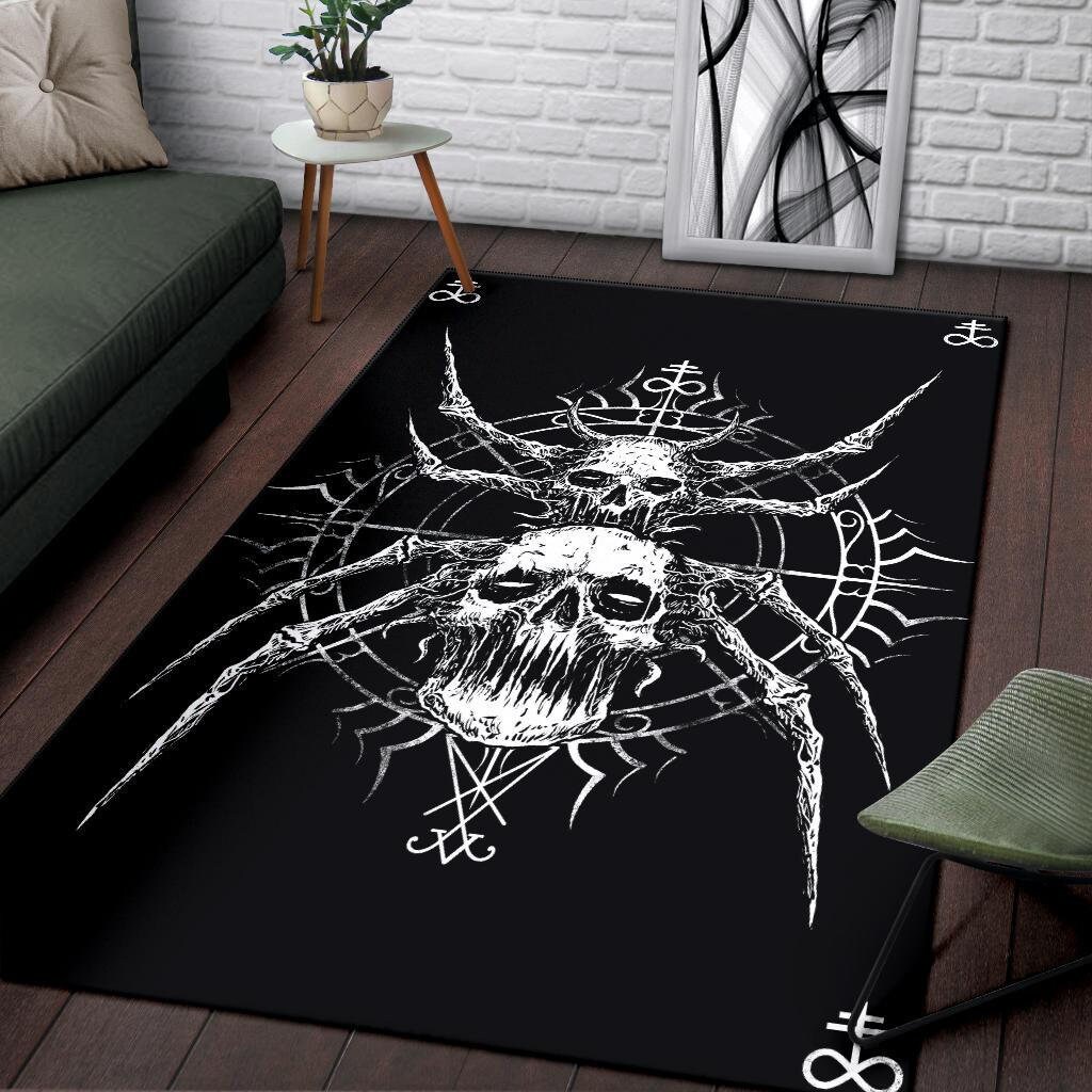 Skull Satanic Goth Spider Area Rug-gothic Spider Rug-satanic | Etsy