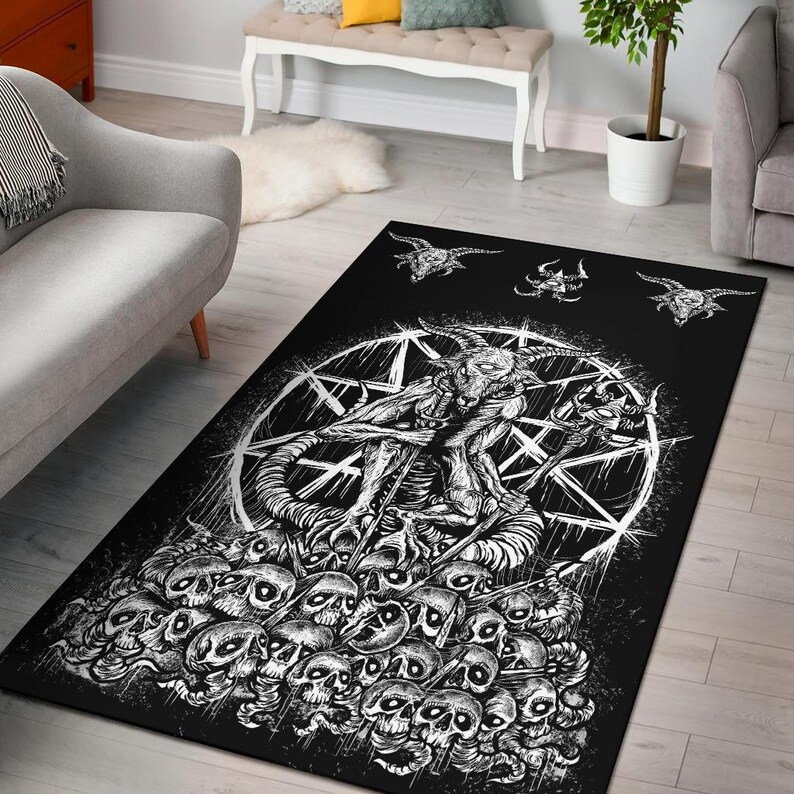 Satanic Skull Cyclops Goat Area Rug-gothic Skull Satanic Area - Etsy