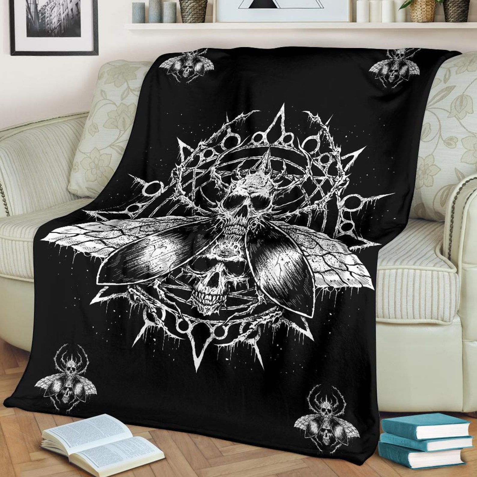 Skull Goth Fly Part 2 Blanket-skull Blanket-gothic Blanket-goth Skull ...