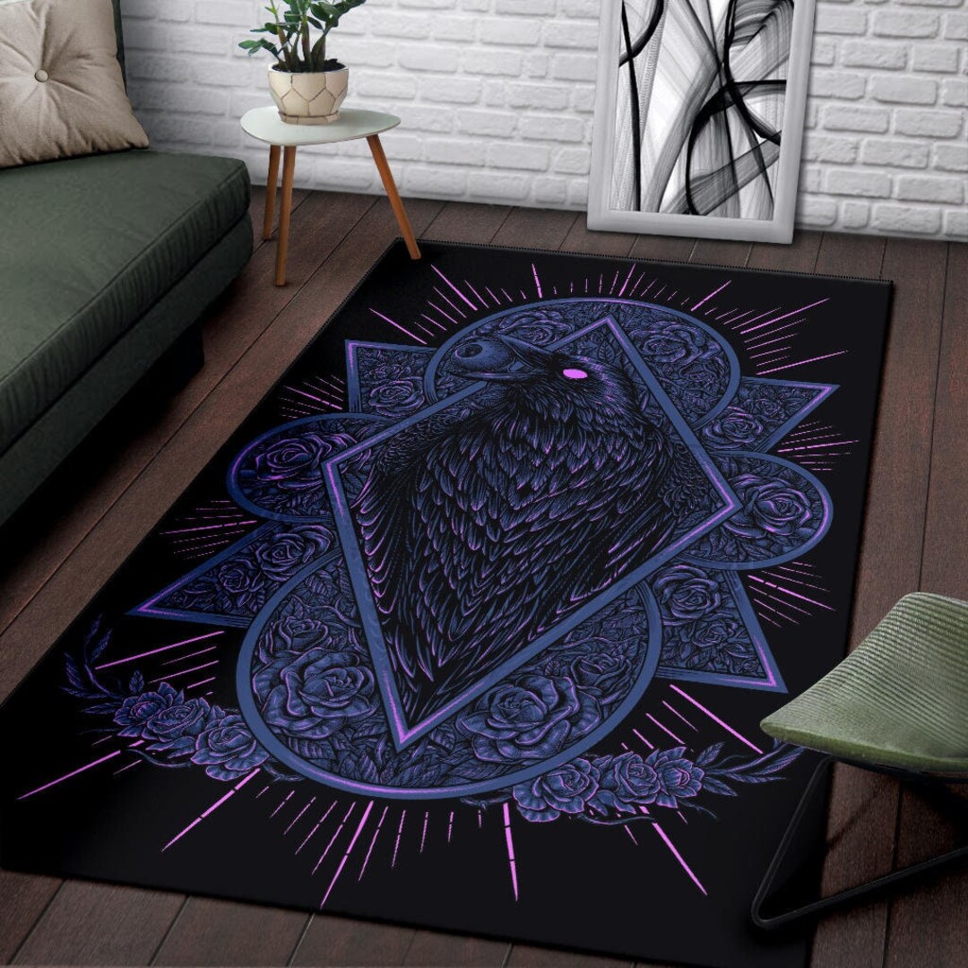 New! Goth Occult Crow Eye Part 2 Area Rug Blue Pink-occult Decor-skull ...