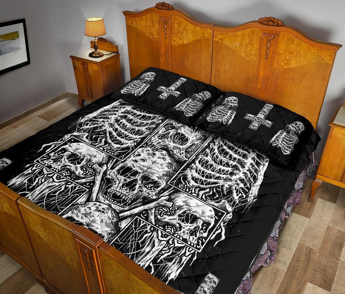 Skull Satanic Cross Quilt 3 Piece Bed Set-satanic | Etsy