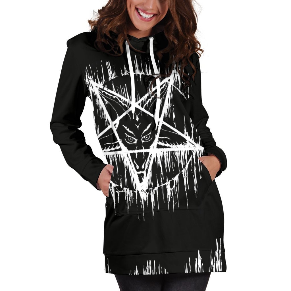 Satanic Pentagram Drip Hoodie Dress-satanic Clothing-satanic - Etsy