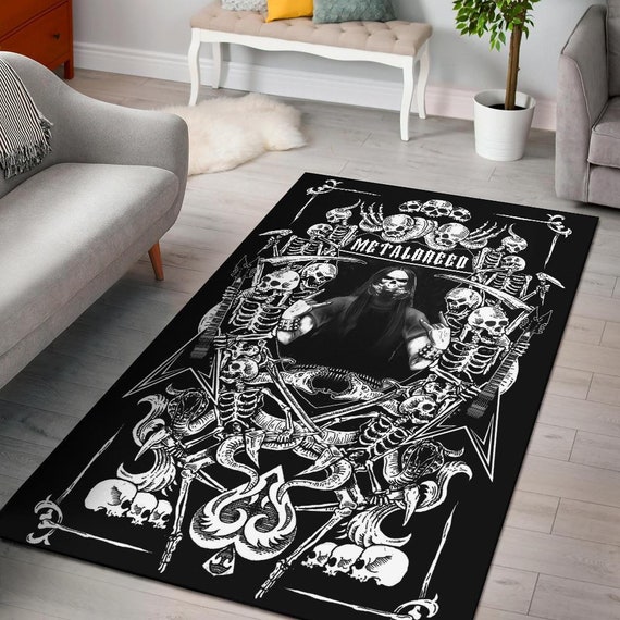 Skull Skeleton Guitar Metalhead Area Rug-metal Music | Etsy