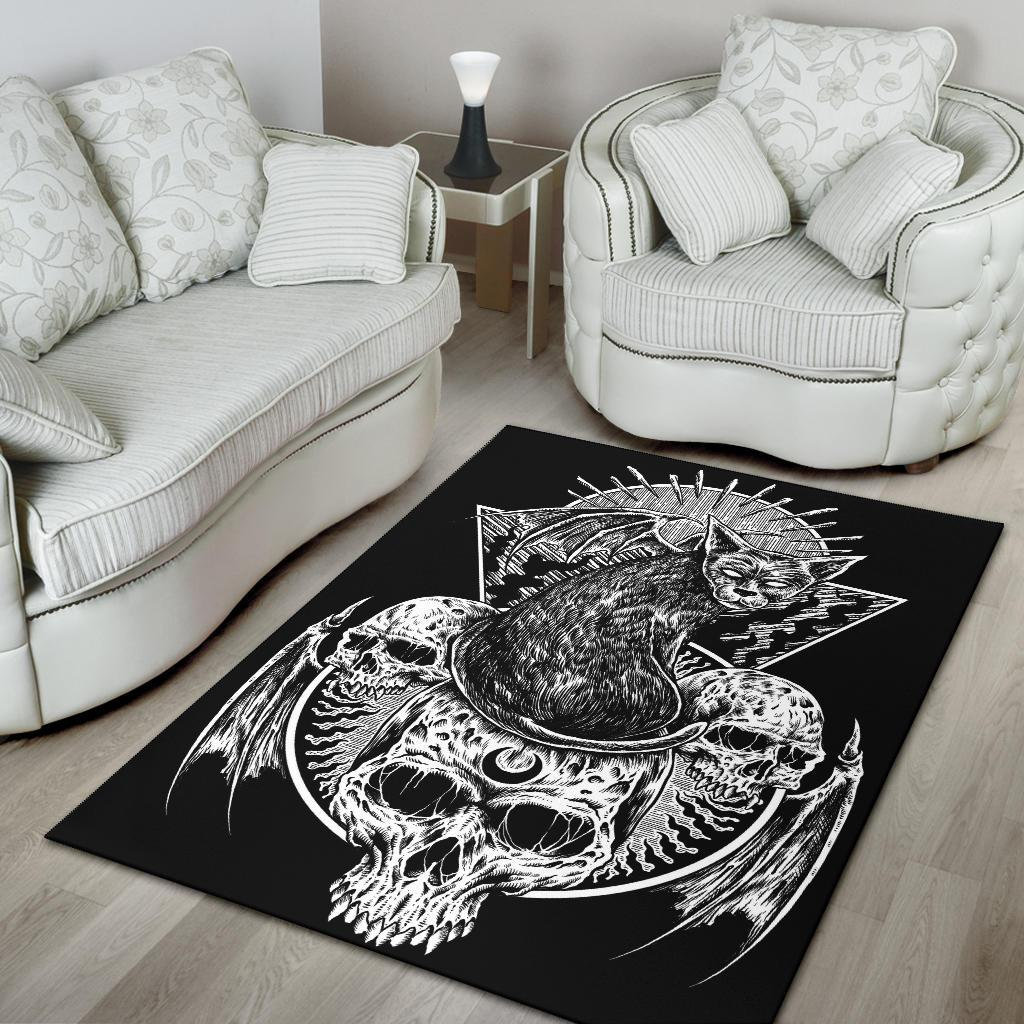 Skull Gothic Cat Area Rug Version 2-gothic Rug-skull Gothic - Etsy