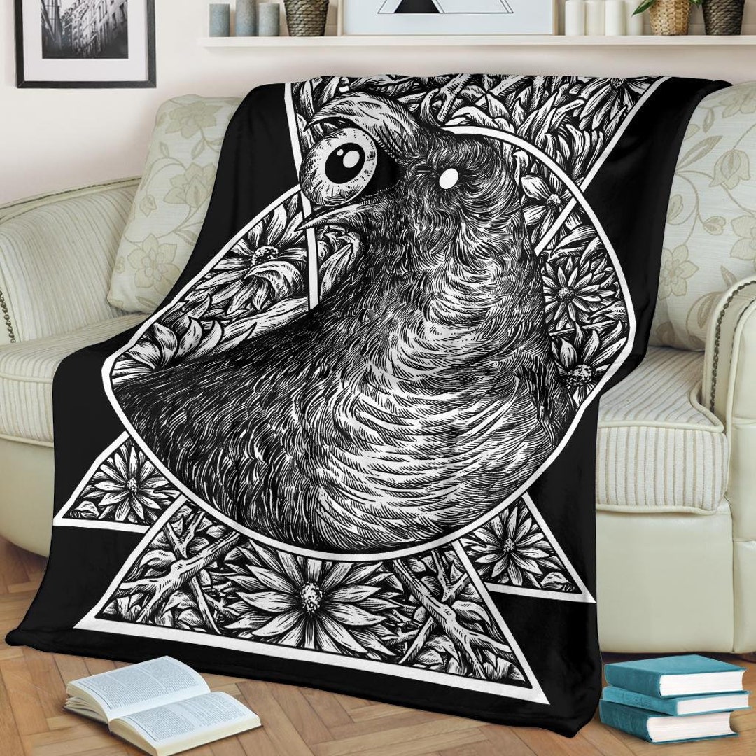 Gothic Crow Eye Blanket Black and White Version-gothic Blanket-black ...