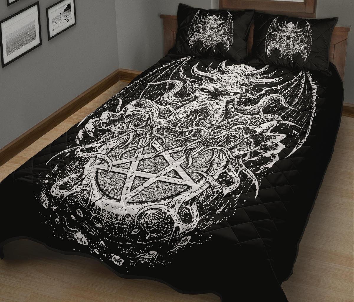 Skull Satanic Pentagram Demon Octopus 3 Piece Quilt Bed - Etsy