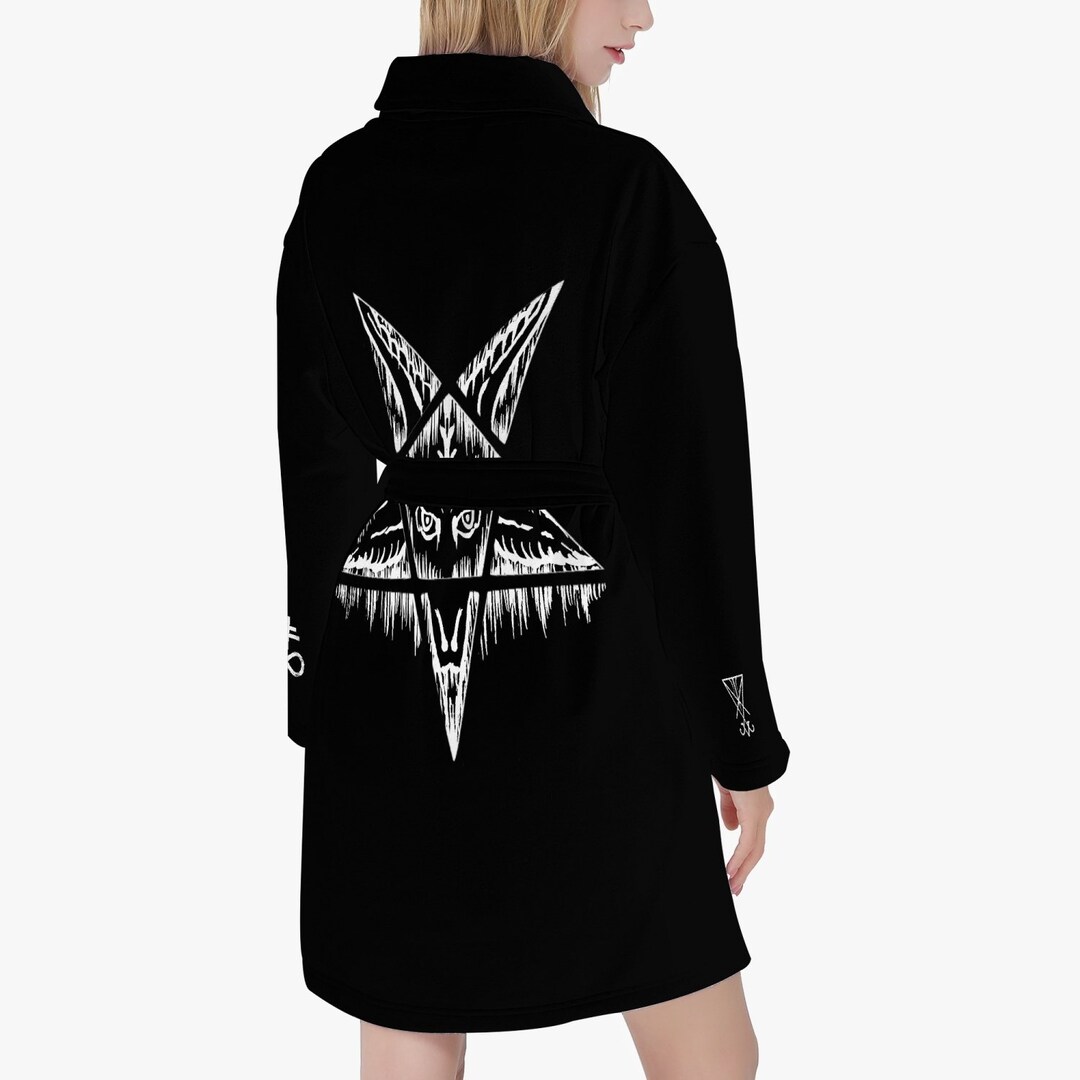 Satanic Pentagram Drip Women's Loose-fitting Bathrobe Lucifer Version ...