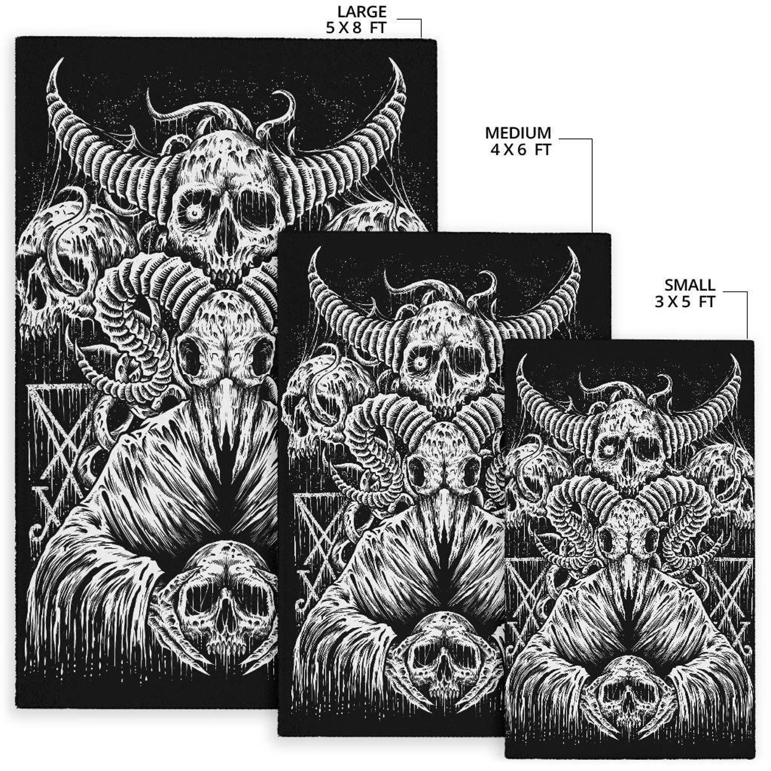Satanic Home Decor Skull Demon Area Rug-gothic Skull Satanic Demon Rug ...