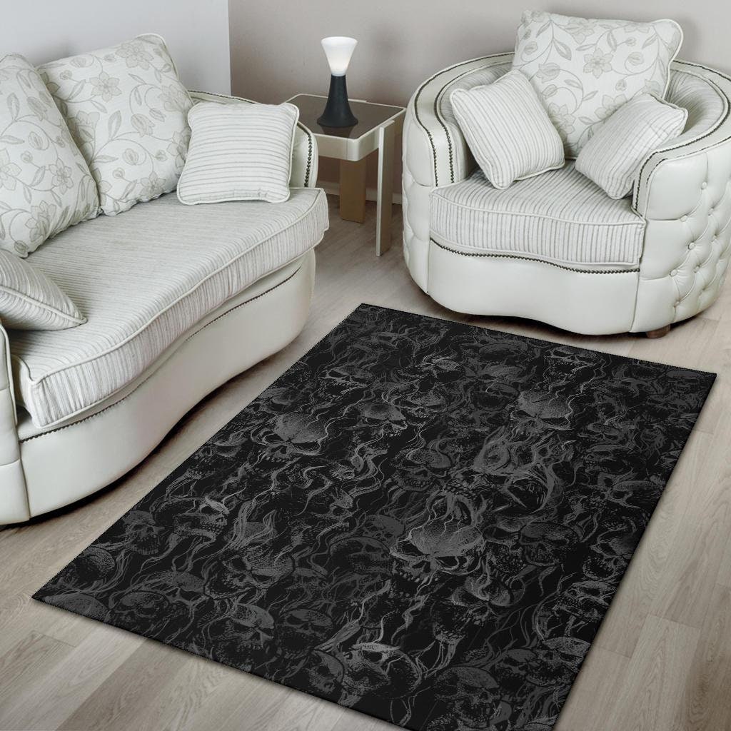 Smoke Skull Area Rug Dark Version-skull Rugs-skull - Etsy