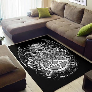 Inverted Pentagram Demon Octopus Area Rug-pentagram Rug-skull Pentagram ...