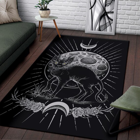 Gothic Occult Black Cat Unique Sphinx Style Area Rug Awesome - Etsy