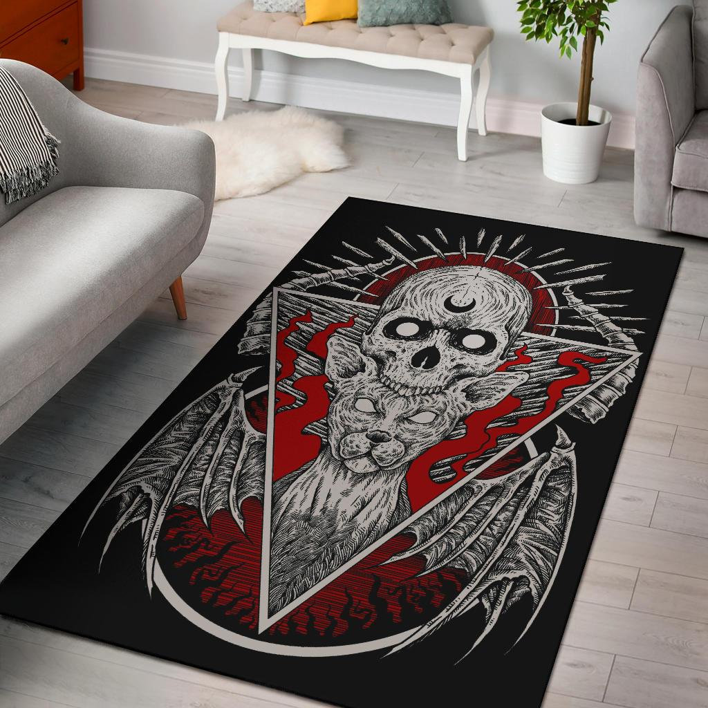 Skull Occult Gothic Cat Area Rug New Red Version-skull - Etsy