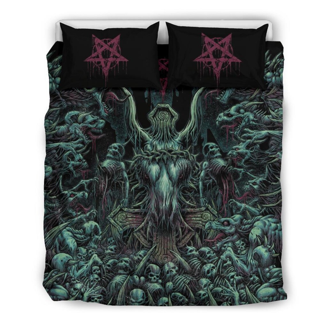 Skull Inverted Cross Crowned Goat Impaled Skeleton Demon | Etsy