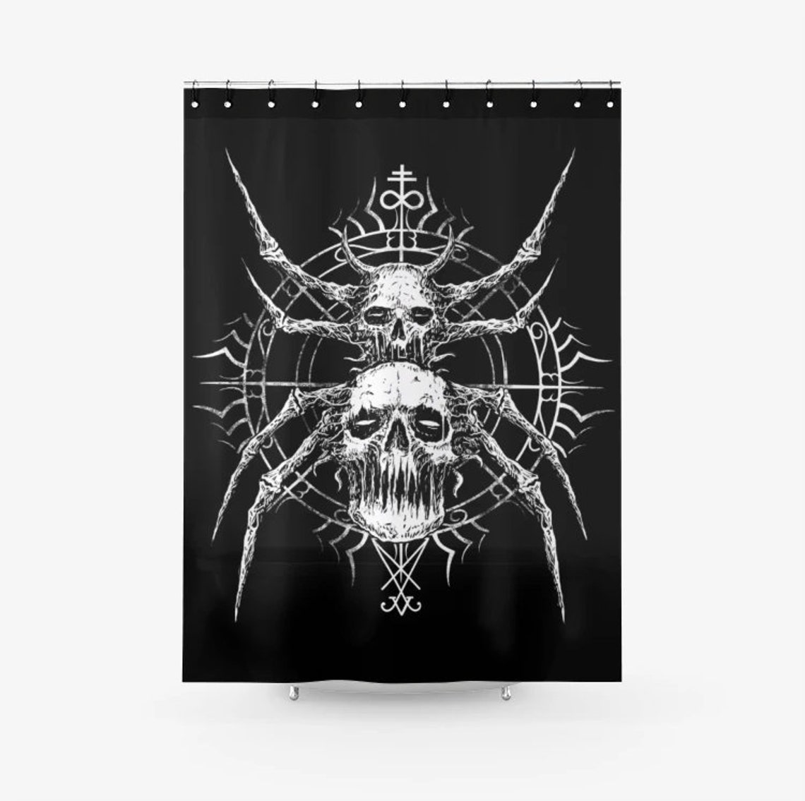 Skull Gothic Occult Satanic Spider Textured Fabric Shower - Etsy