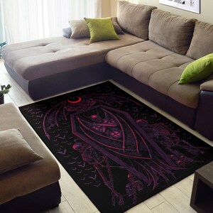Skull Skeleton Chain Wicked Bat Shroud Area Rug Awesome Glowing Purple ...