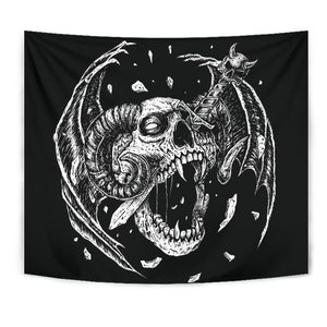 Skull Exploding Demon Dagger Large Wall Tapestry Demon Wing Version ...
