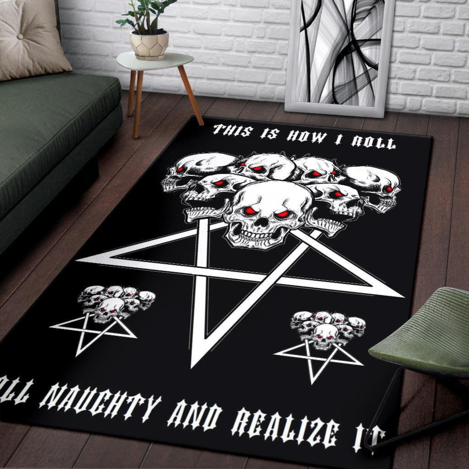 Satanic Skull Inverted Pentagram Area Rug-satanic Gothic Inverted ...