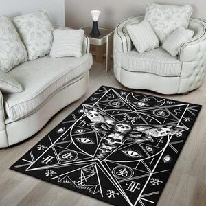 Skull Occult Moth Leviathan Bizarre Area Rug-occult Decor-skull Rug ...