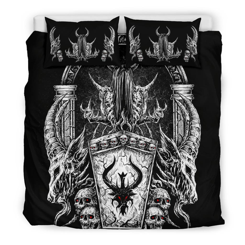 Skull Gothic Demon Shrine Black And White Red Eye Version Duvet Set ...