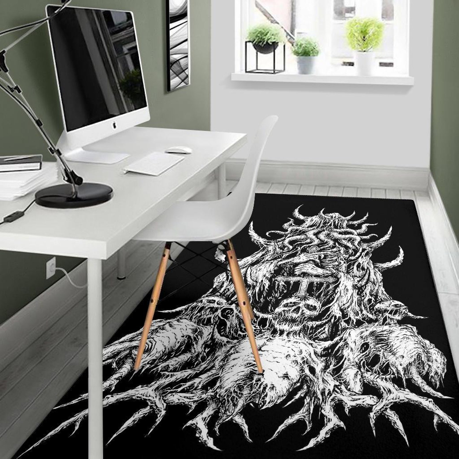 Skull Demon Cross Area Rug-skull Rugs-skull Room Decor-goth | Etsy