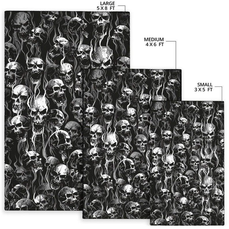 New Skull Smoke Style Area Rug New Black and White | Etsy