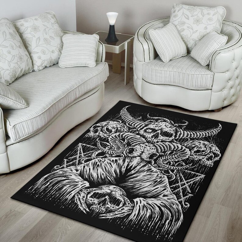 Satanic Home Decor Skull Demon Area Rug-gothic Skull Satanic | Etsy