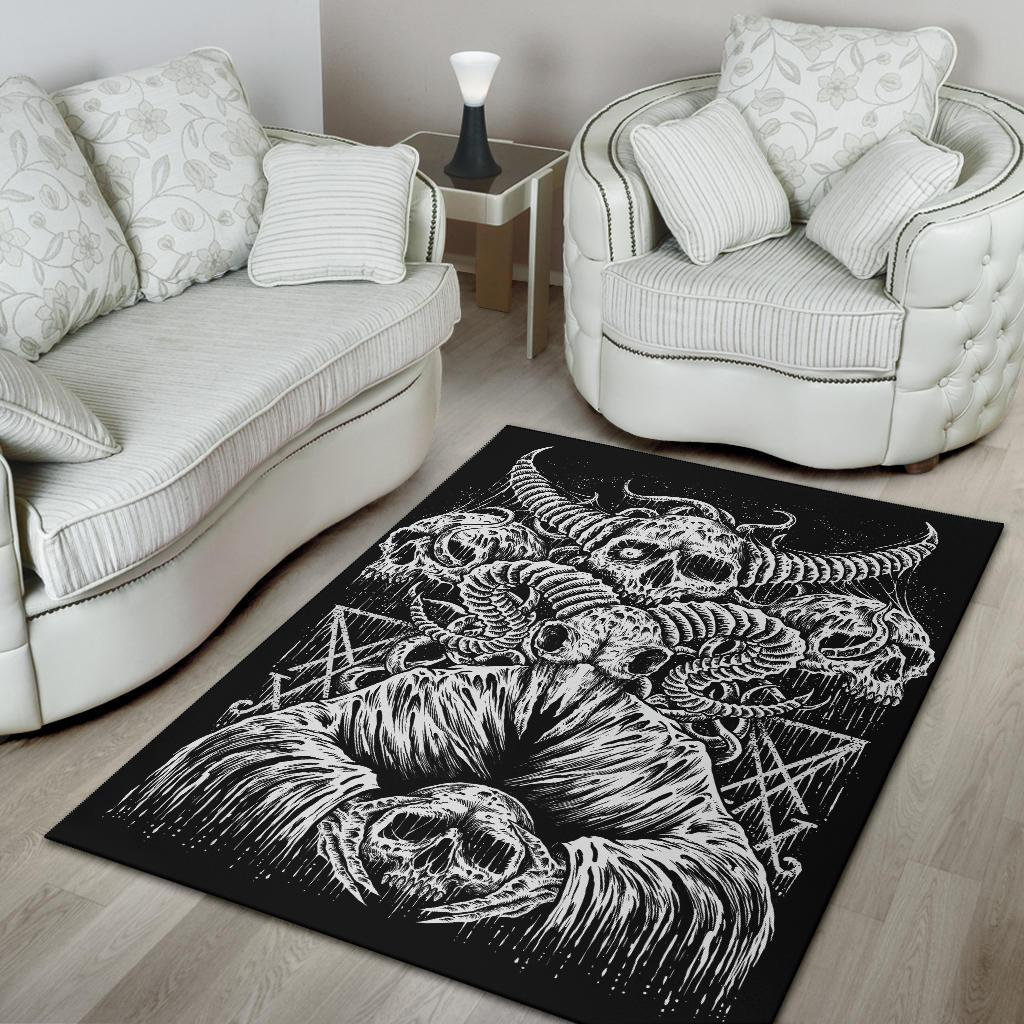 Satanic Home Decor Skull Demon Area Rug-gothic Skull Satanic | Etsy