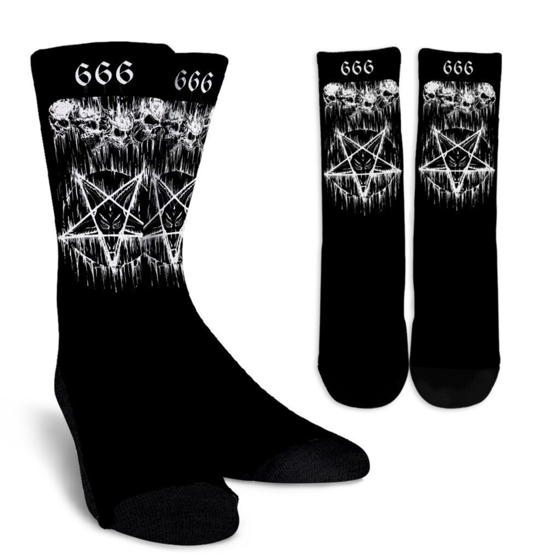 Skull Satanic Pentagram Drip 666 Socks-pentagram Socks-satanic | Etsy