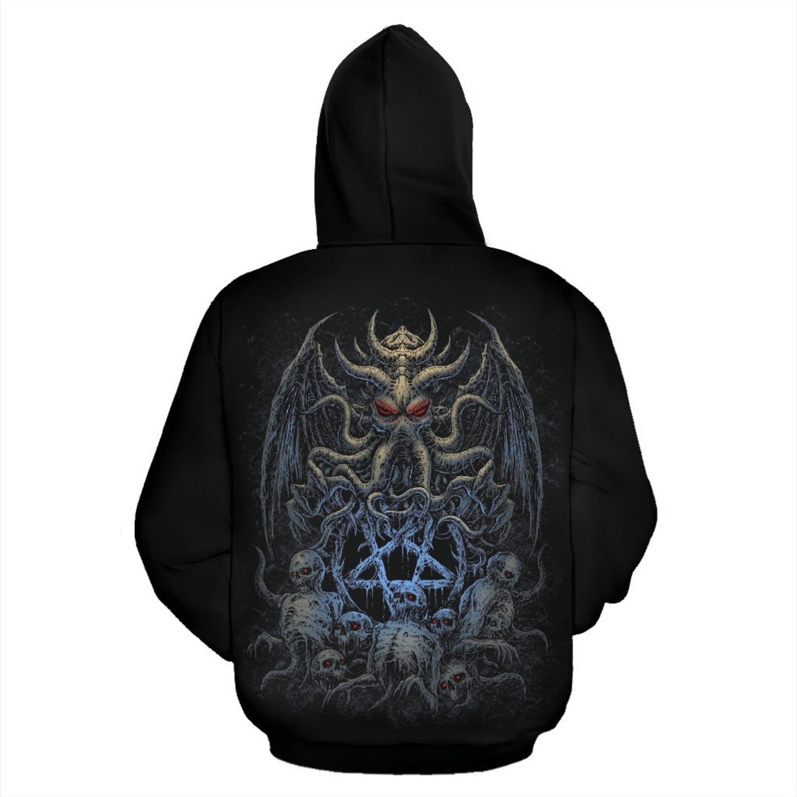 Skull Satanic Pentagram Demon Octopus Hoodie Night Blue-be - Etsy