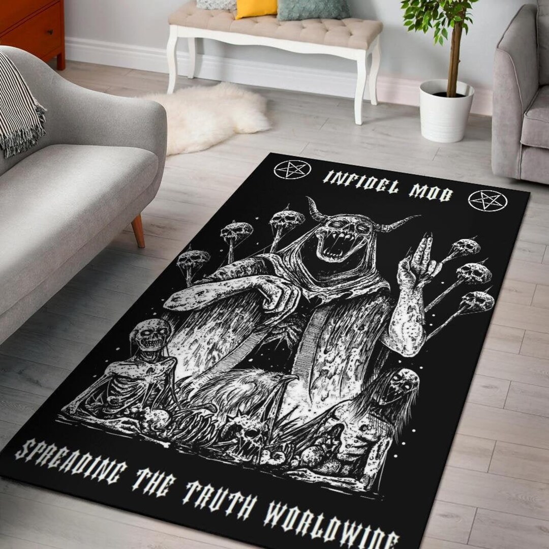 Satanic Skull Demon God Impaled Skulls Area Rug-satanic Home Decor ...